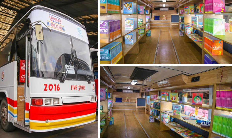 Bus company ginawang “library on wheels” ang luma nilang bus para ...