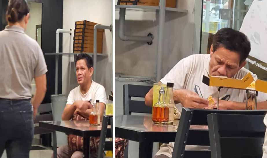 Lalaking naghahanap ng tirang pagkain sa isang restaurant, binigyan ng ...