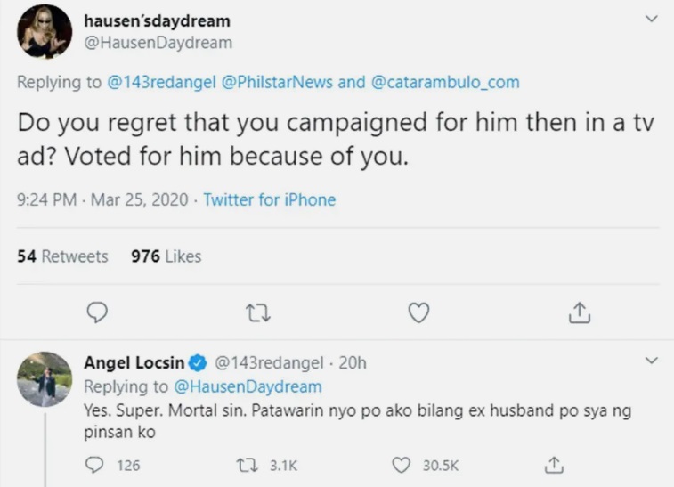 Angel Locsin, pinagsisisihang ikinampanya niya ang Senador na si Koko ... Angel Locsin, pinagsisisihang ikinampanya niya ang Senador na si Koko ...